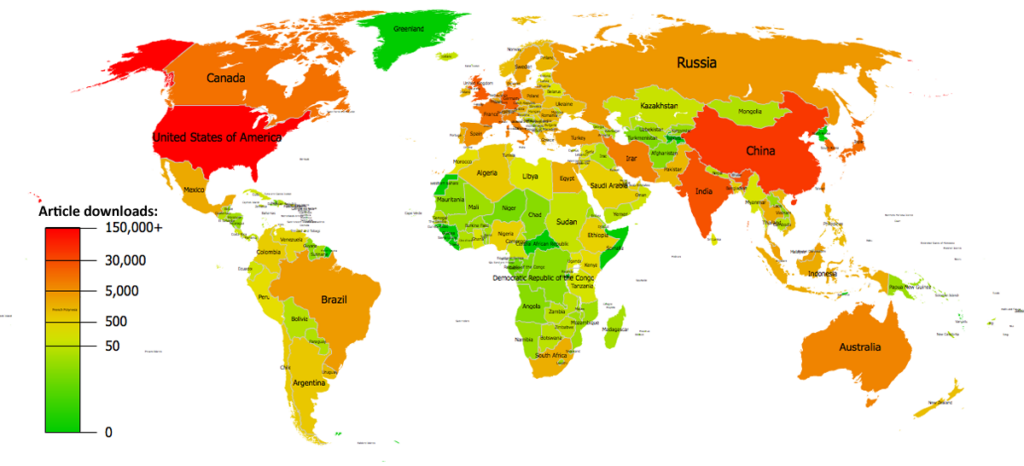 OA Map showing downloads through Sept 2012 | News