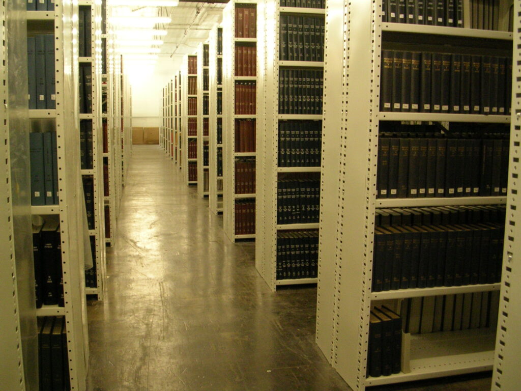 Journal stacks in Hayden Library basement | 150 Years in the Stacks
