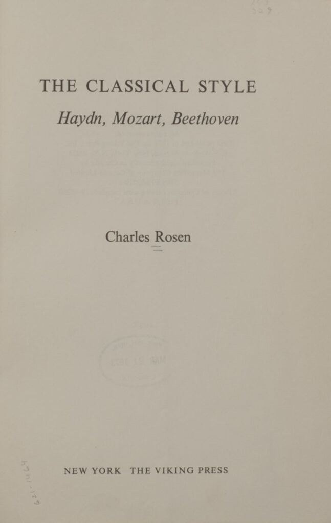 Year 111 – 1971: The Classical Style: Haydn, Mozart, Beethoven by ...